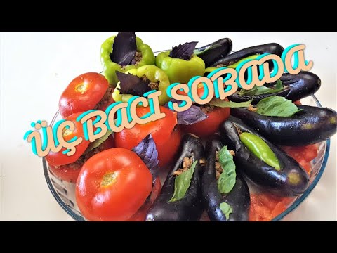 ÜÇ BACI SOBADA bişdi  😱  Badımcan Dolması bişirməkdən yorulmuram👍Tərəvəz dolması.