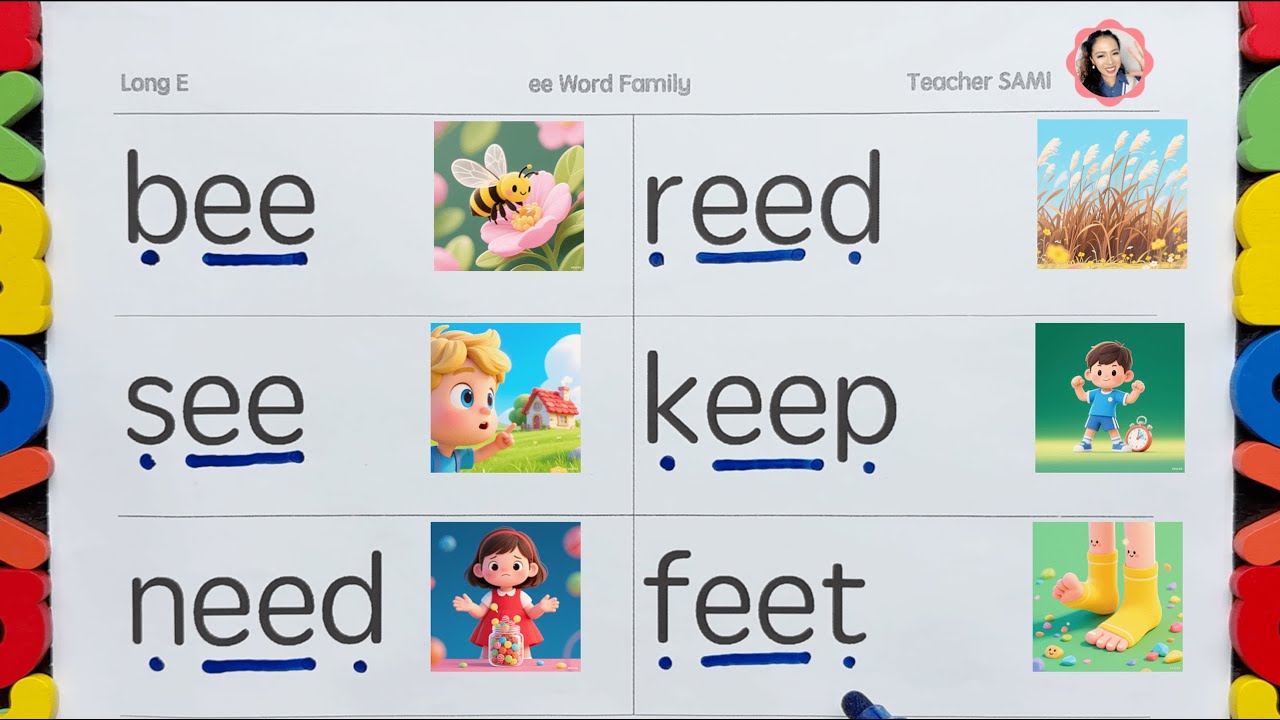 EE VOWEL SOUND | Phonics | Word Family | Learn to Read with Teacher ...
