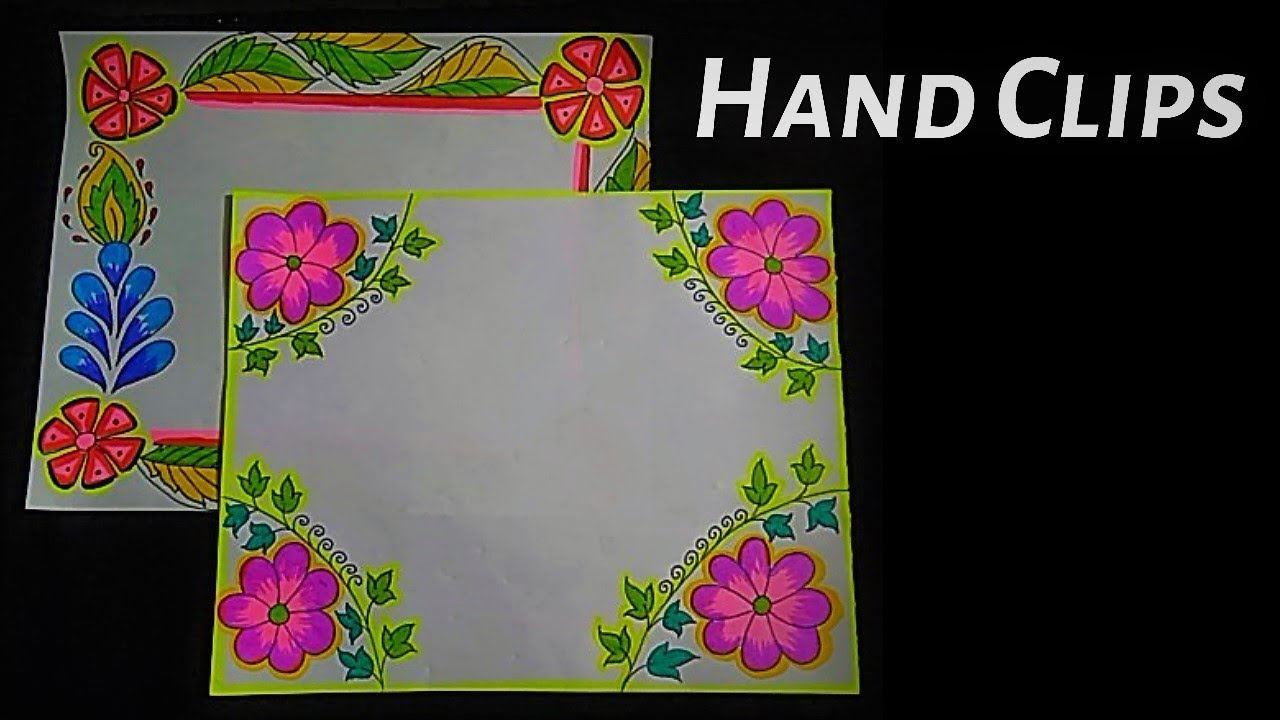 #32 Floral border design | Border designs | Easy flower border design ...