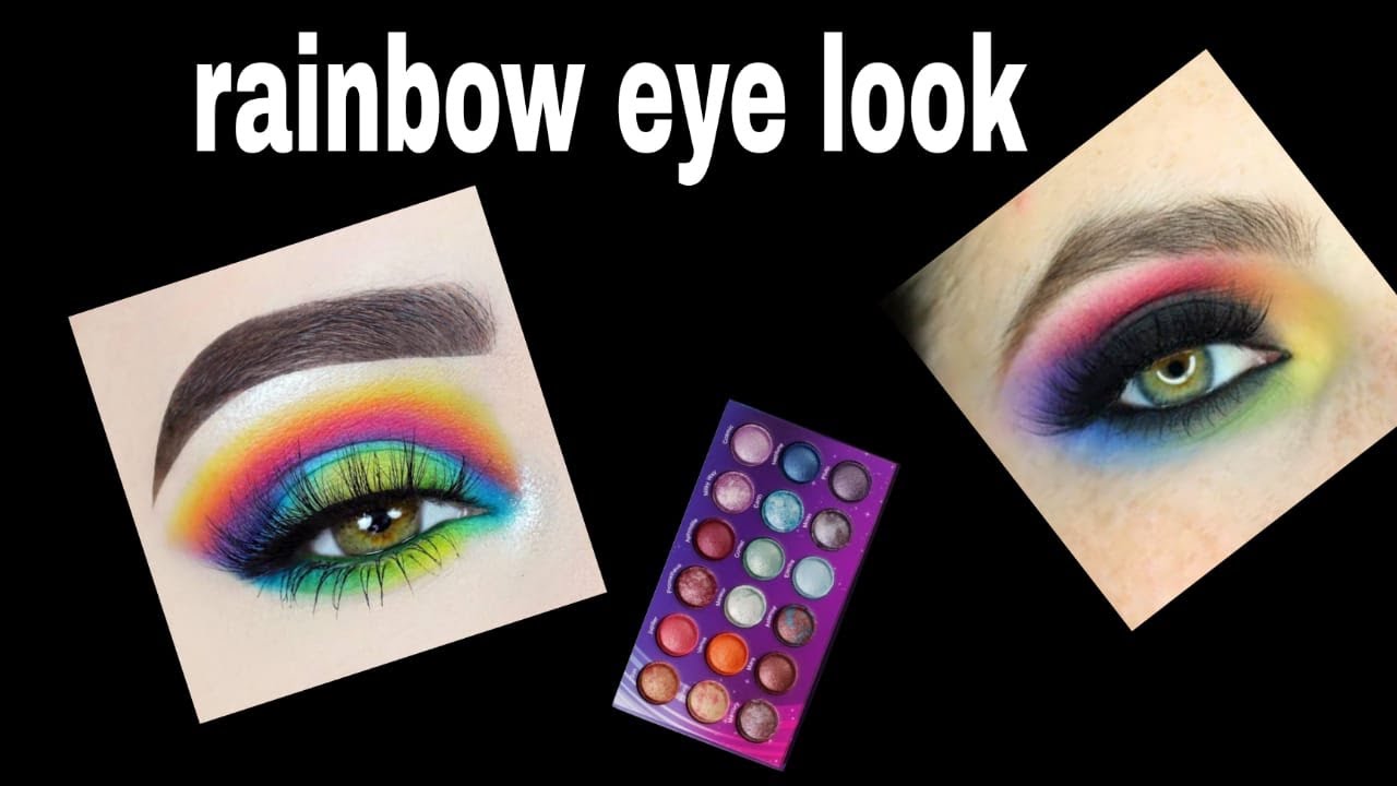Rainbow eye look makeup - YouTube