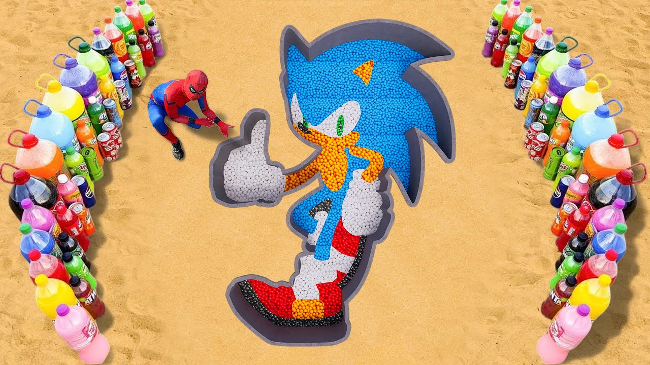 How to make Sonic Character with Orbeez, Big Mirinda, Pepsi, 7up, Fanta ...
