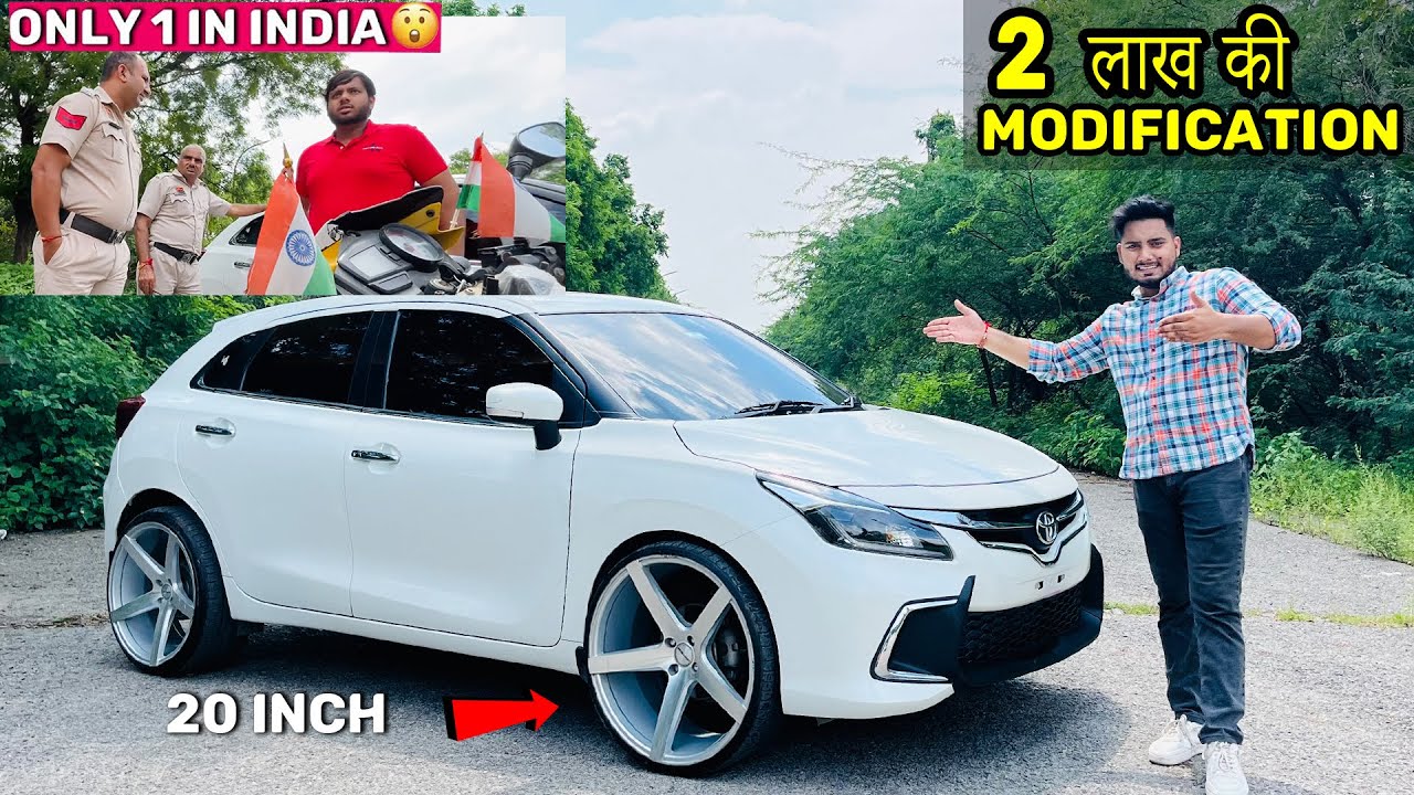 Police पकाड ने आ गई हे 👮🚨 Modified Glanza मे लागा दिये 20 inch Alloy ...