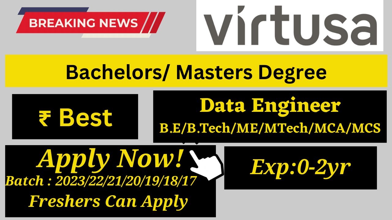Virtusa Off Campus Hiring | Data Engineer | Freshers | 0-2 yrs #jobforfresher #jobs # ...