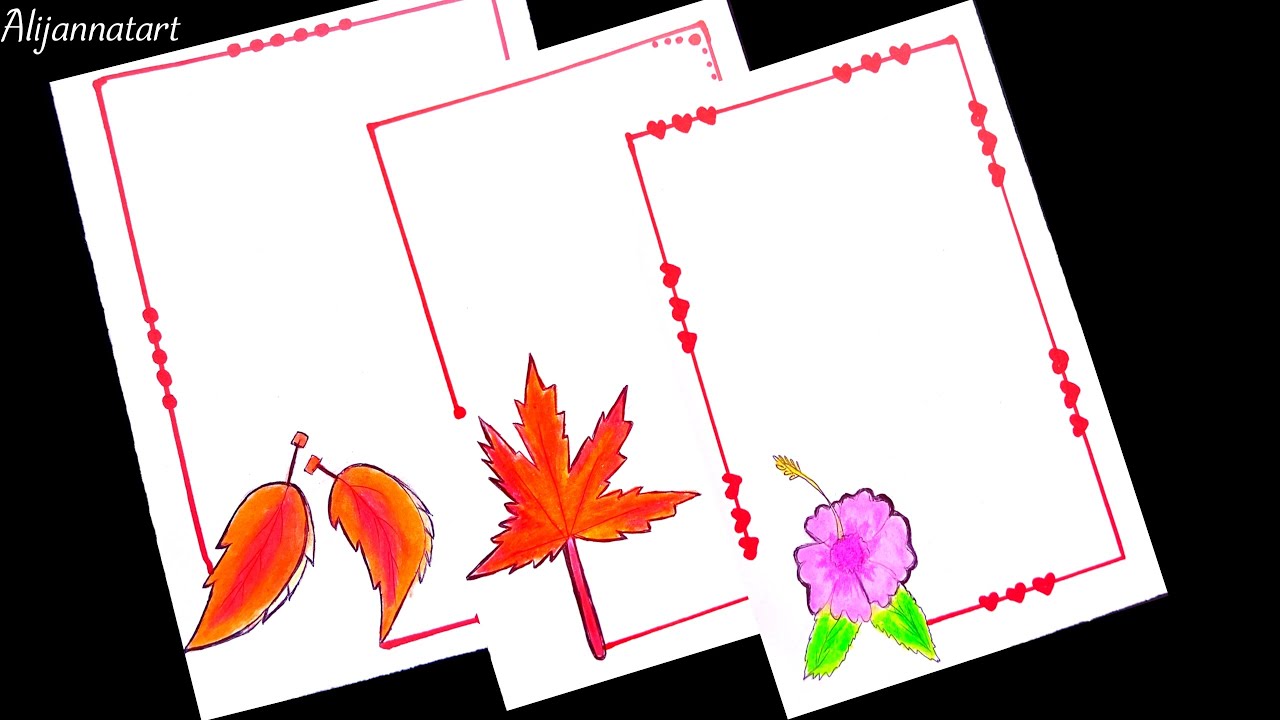BEAUTIFUL BORDER DESIGNS🍁/PROJECT WORK DESIGNS/A4 SHEET - YouTube