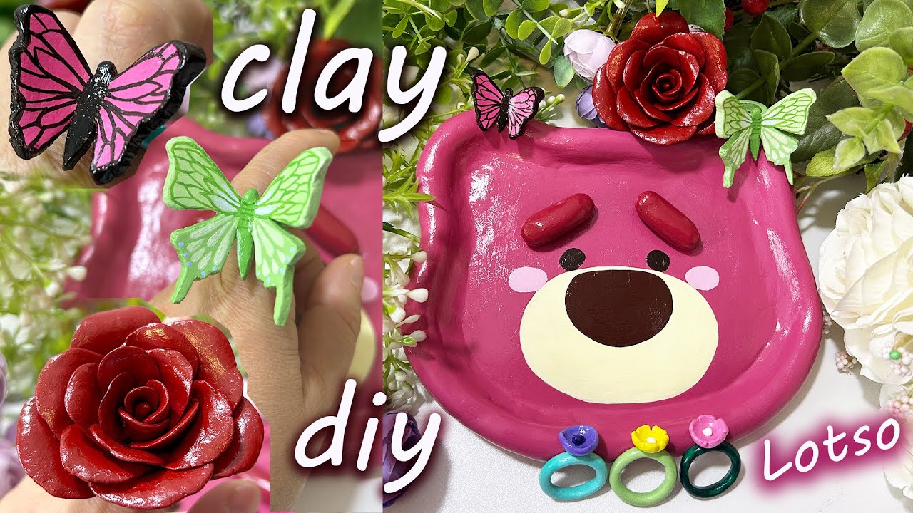 DIY Air Dry Clay Lotso Strawberry Bear Ring Dish | Craft Flower ...
