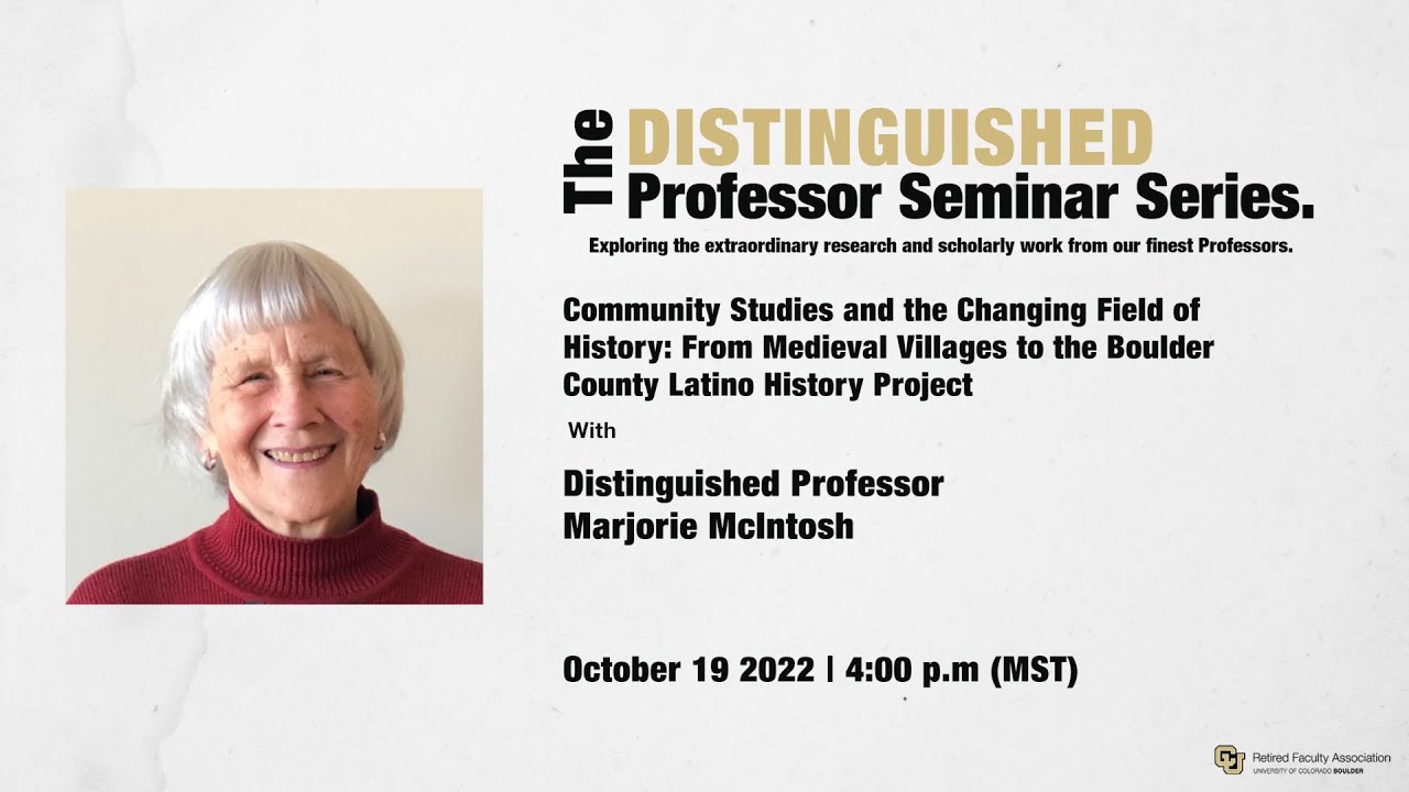 Distinguished Professor Seminar Series: Professor Marjorie McIntosh ...