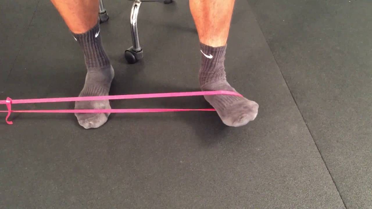 Seated Eversion with Elastic Band at Table - YouTube