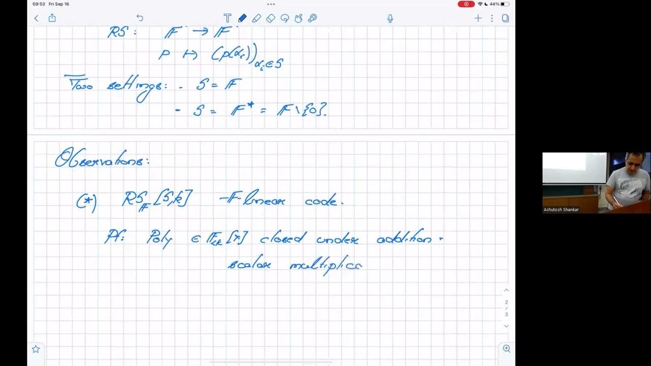 [CSS.318.1] Coding Theory Lecture 06: Reed Solomon Codes -- the one code to rule them all - YouTube