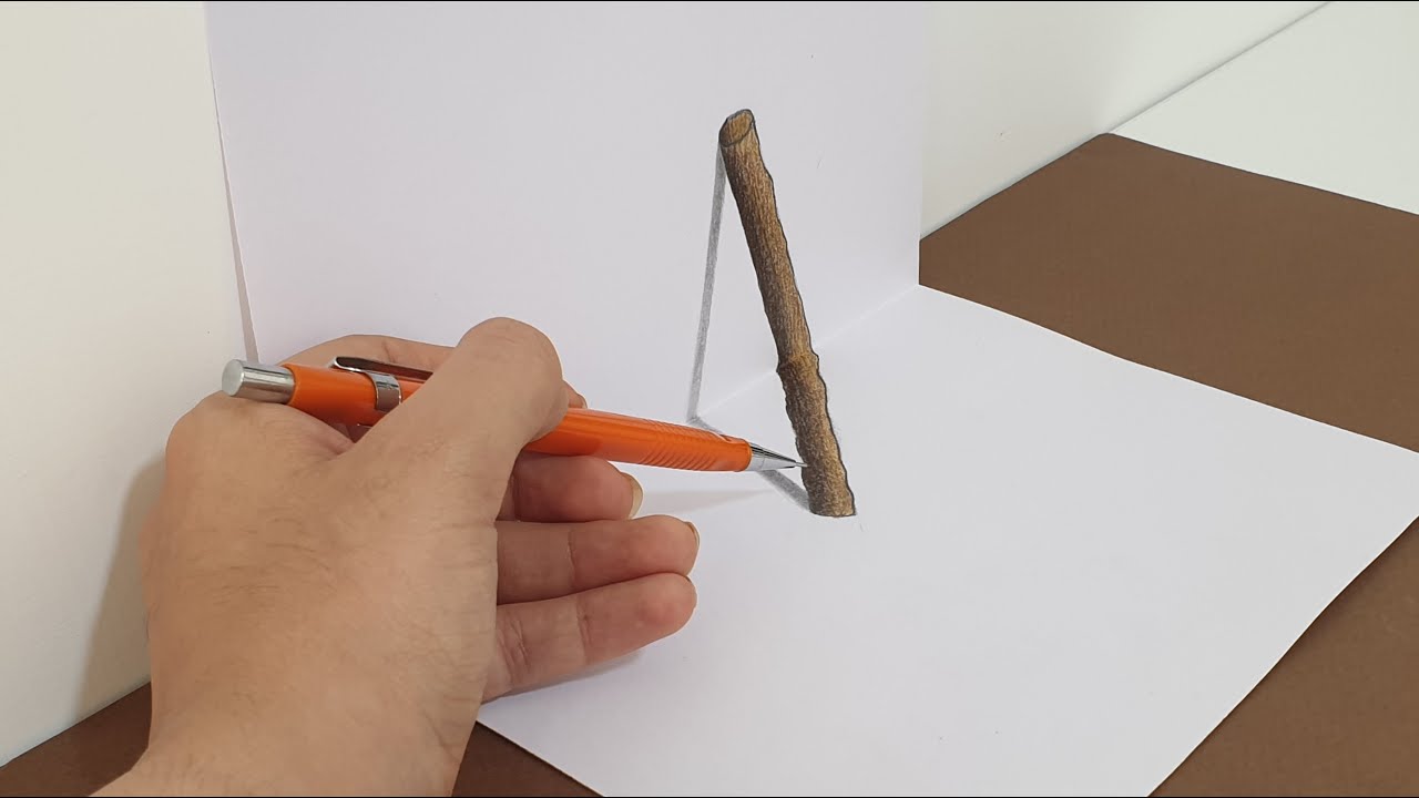 3d drawing wood on paper / how to draw 3d - YouTube