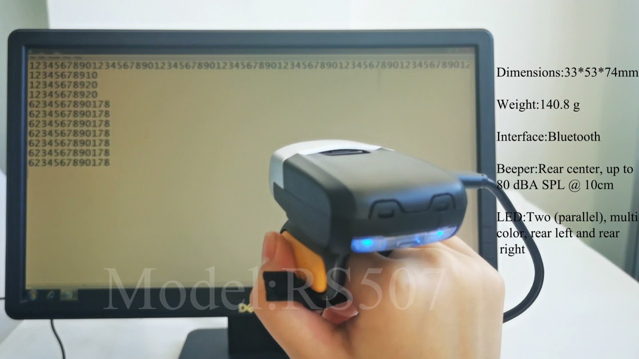 RS507 zebra finger bacode scanner - YouTube