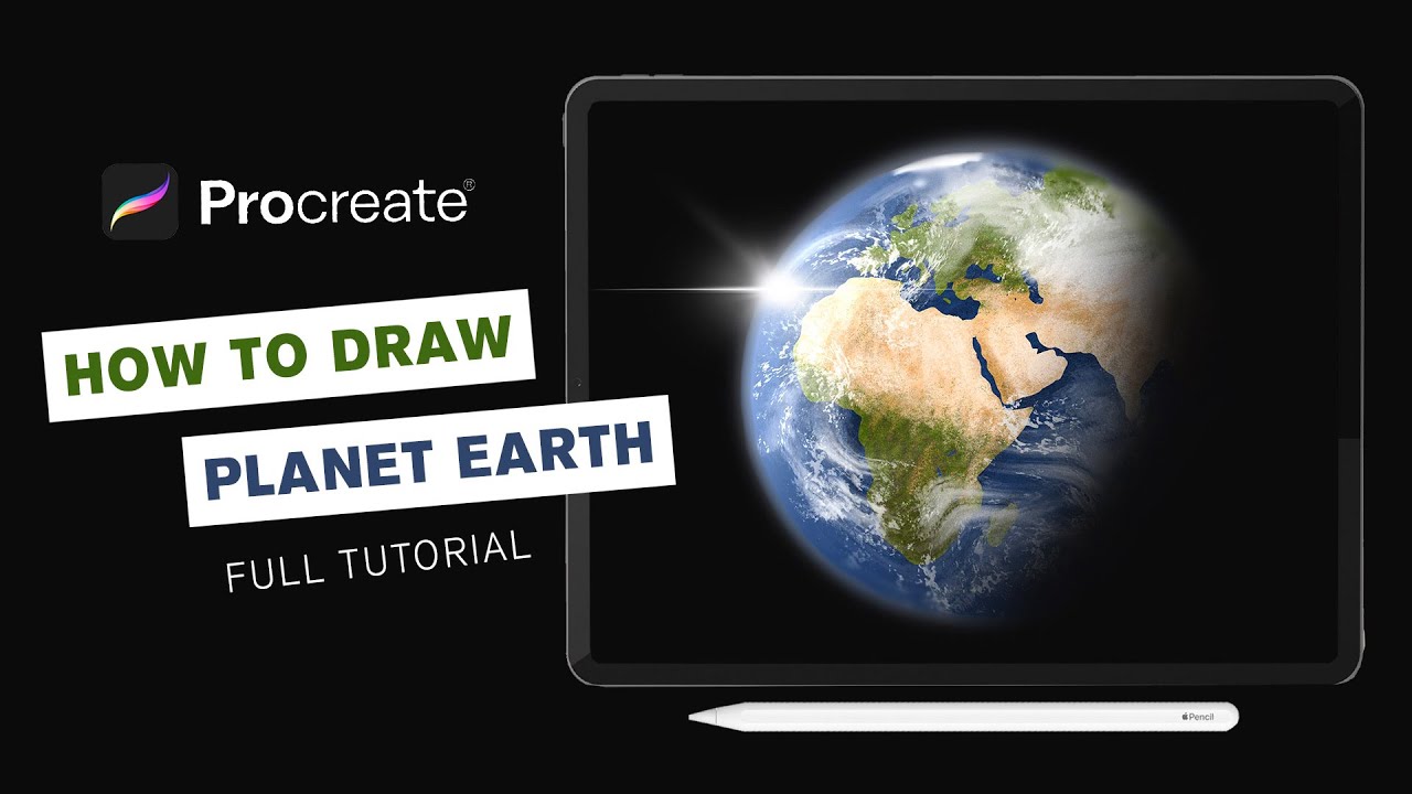 How to draw Planet Earth 🌍 Procreate Full Tutorial - YouTube