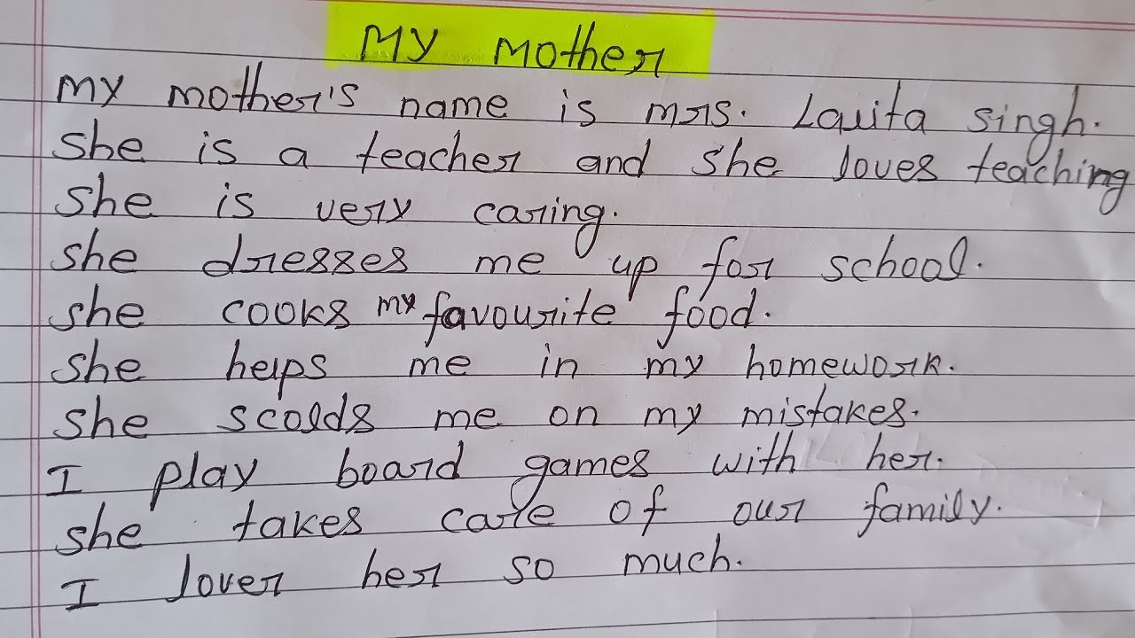 10 lines on my mother in english writing | my mother Essay | how to ...