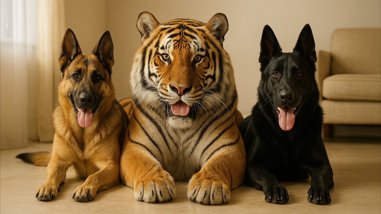 Two German Shepherds Raised a Tiger Cub — Now Tiger Thinks He’s a Dog ...