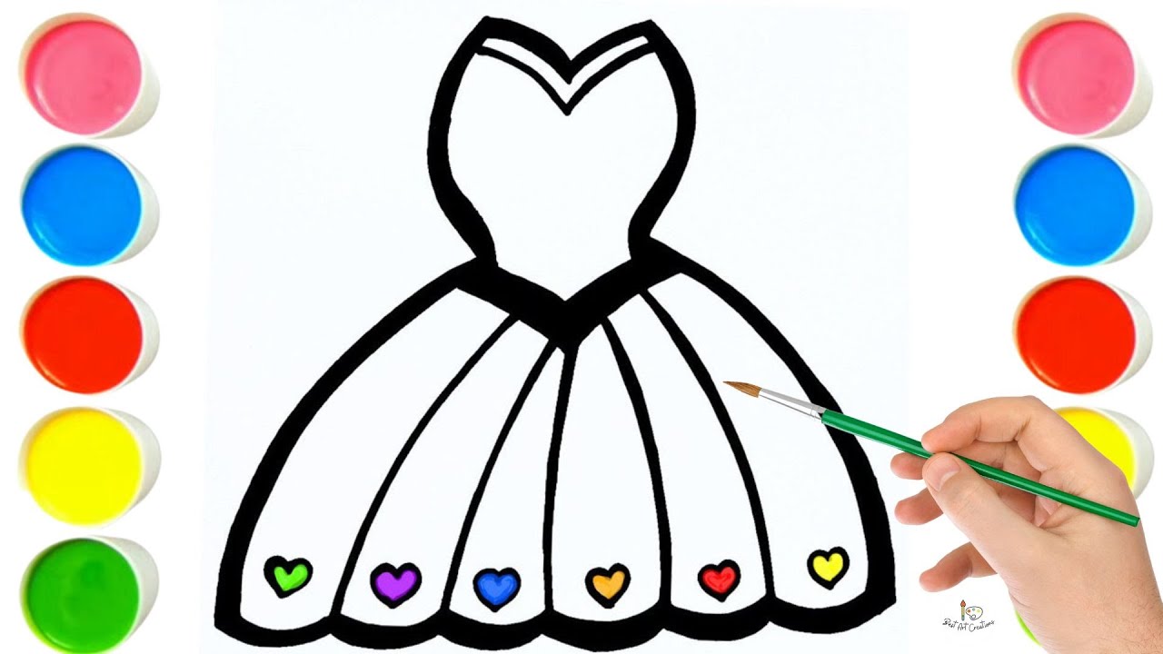 How to Draw a Cute and Simple Dress 👗🌈 | Cute Dresses Drawing and ...