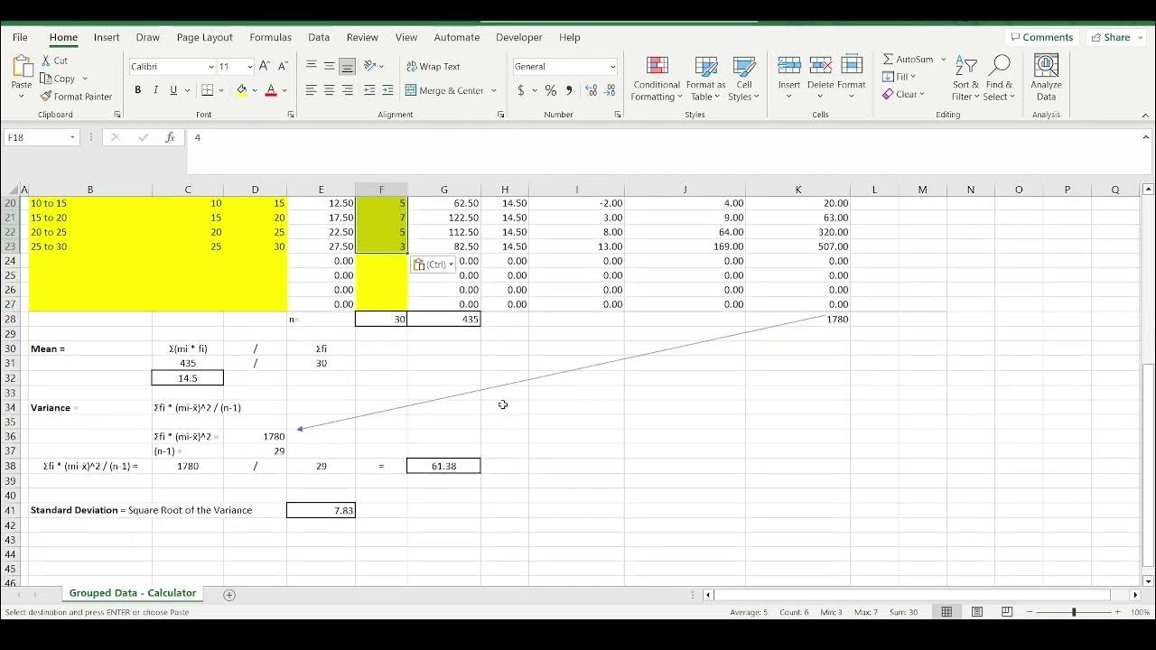 Grouped Data Mean , Standard Dev , Variance - YouTube