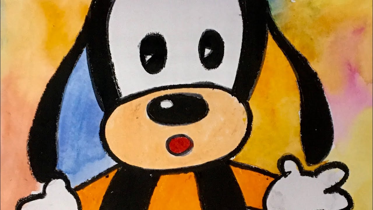 How to draw a Guffy cartoon . Disney character drawing with oil pastel ...
