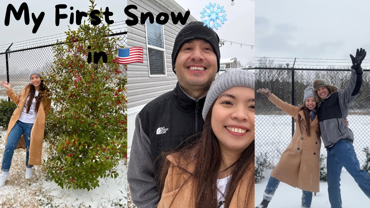 My First Snow ️ here in America 🇺🇸 # FilamCouple#k1visa#PinayinAmerica ...