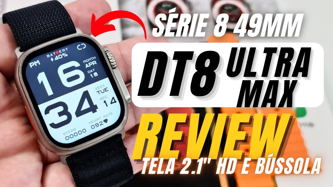 DT8 ULTRA MAX 49mm REVIEW Completo Unboxing TELA GIGANTE 2.1 HD, GPS ...