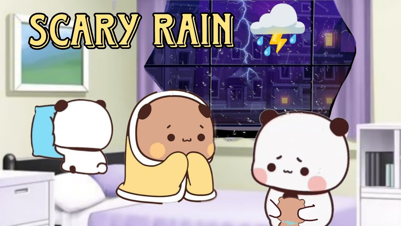Scary Rain ⛈️🥲|| Peach Goma | Bubu Dudu | Kiwi Koko | Panda Bear cats ...