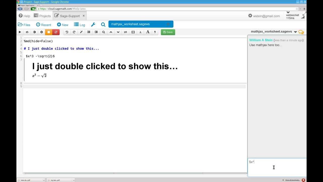 Using MathJax in https://cloud.sagemath.com - YouTube