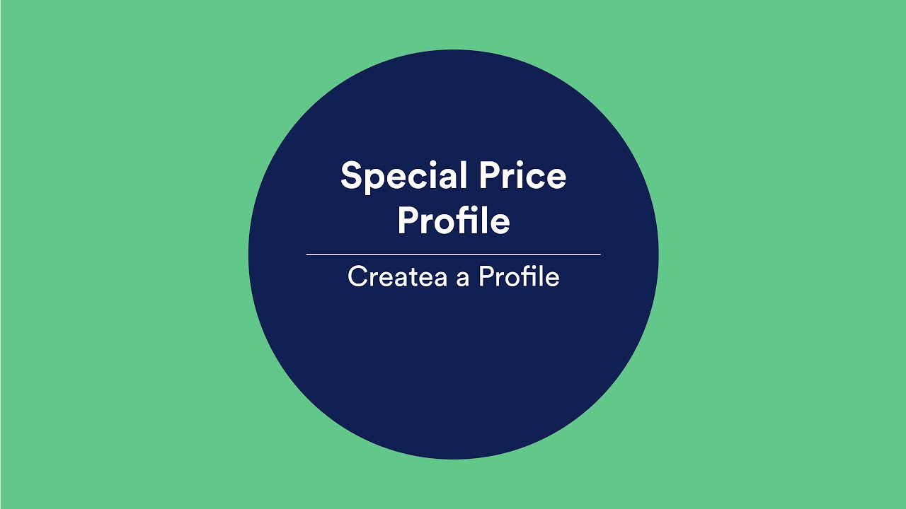 01 Special Price Profiles Create a Profile - YouTube