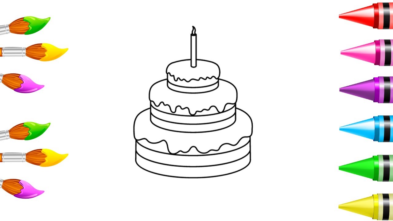 How to Draw a Cake and colouring || Simple Rainbow Cake Drawing - YouTube