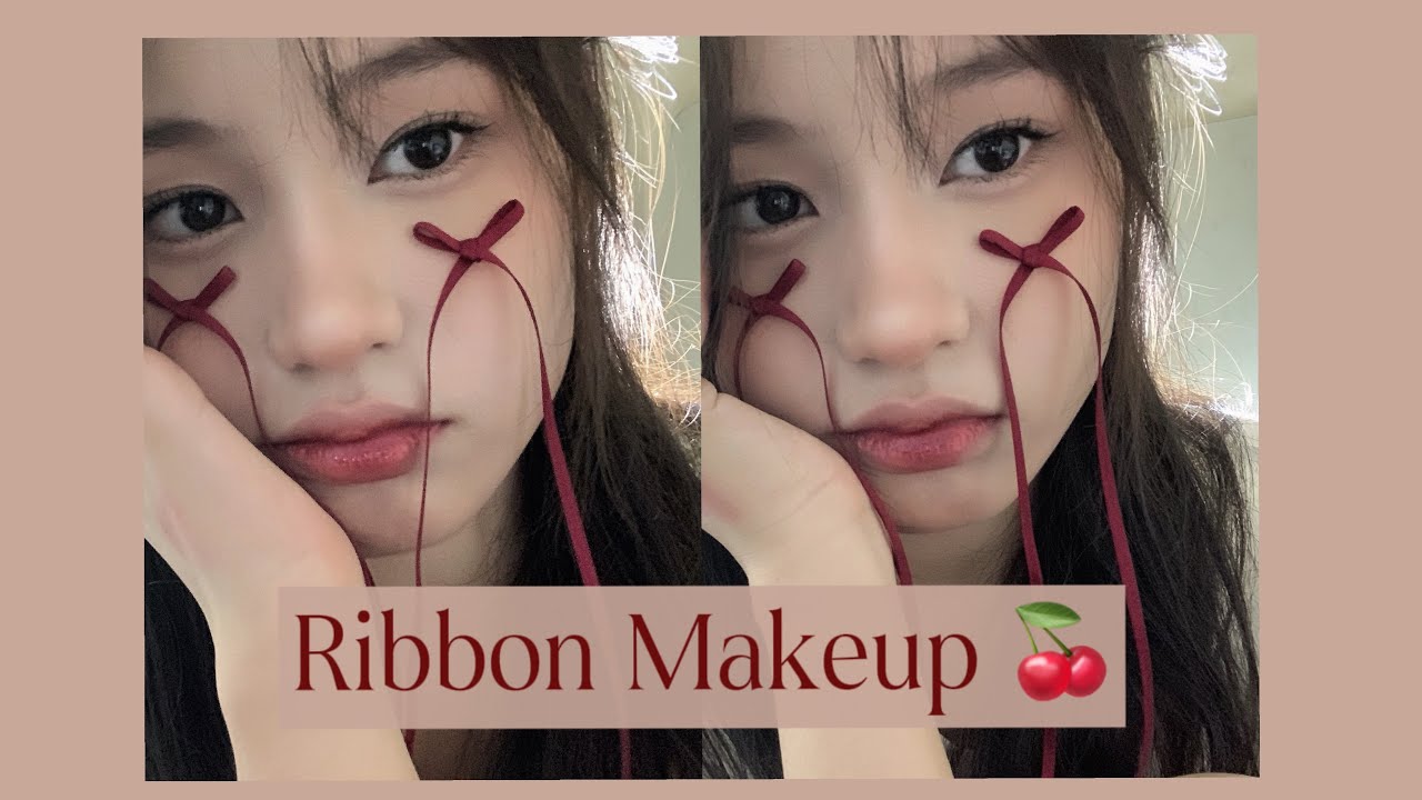 🍒Ribbon Makeup🍒ribbon tears makeup tutorial #grwm - YouTube