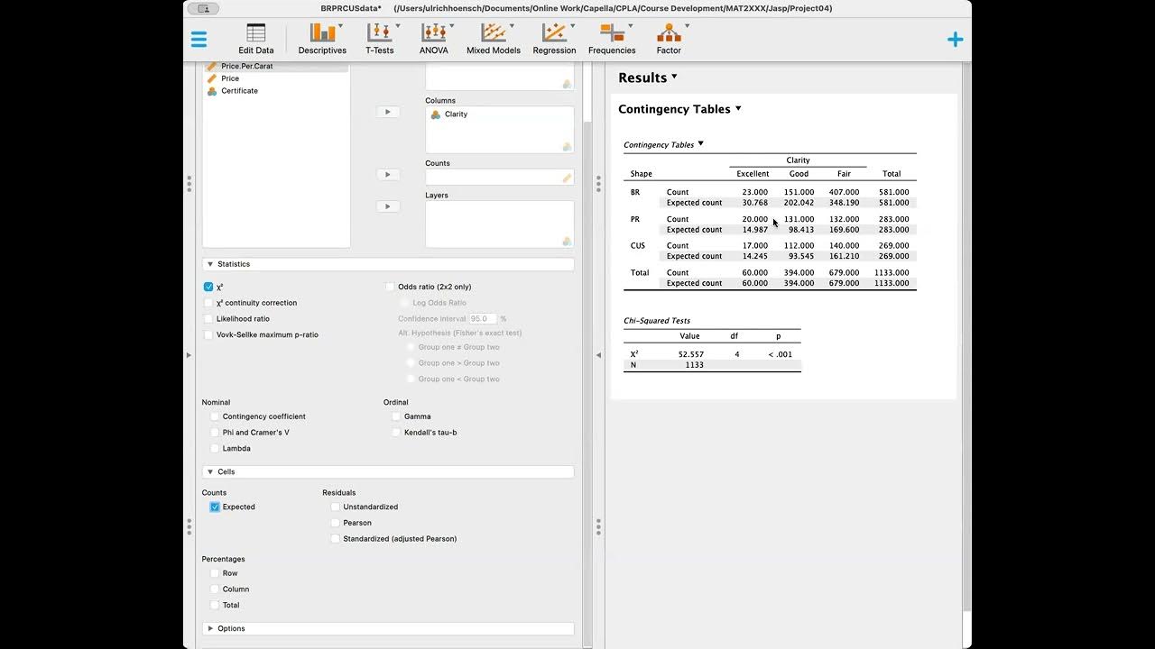 Chi-square Test in JASP - YouTube