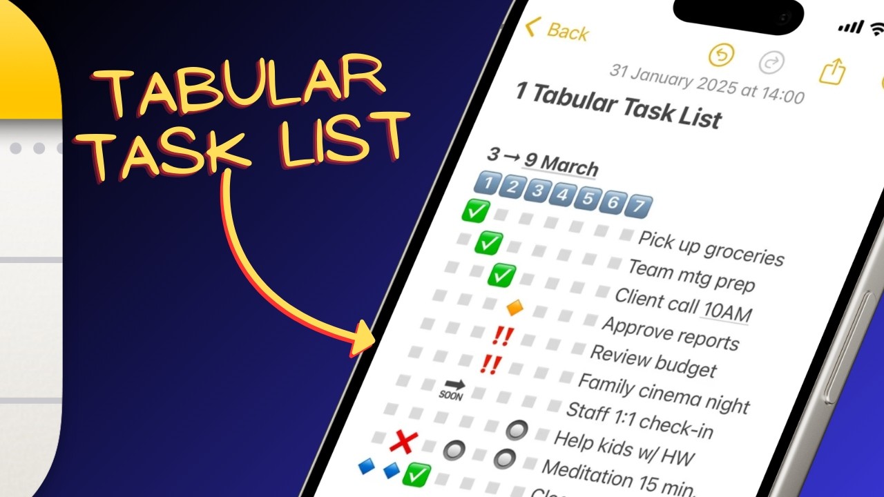 How to Manage Your Tasks with Tabular Task Lists in Apple Notes - YouTube