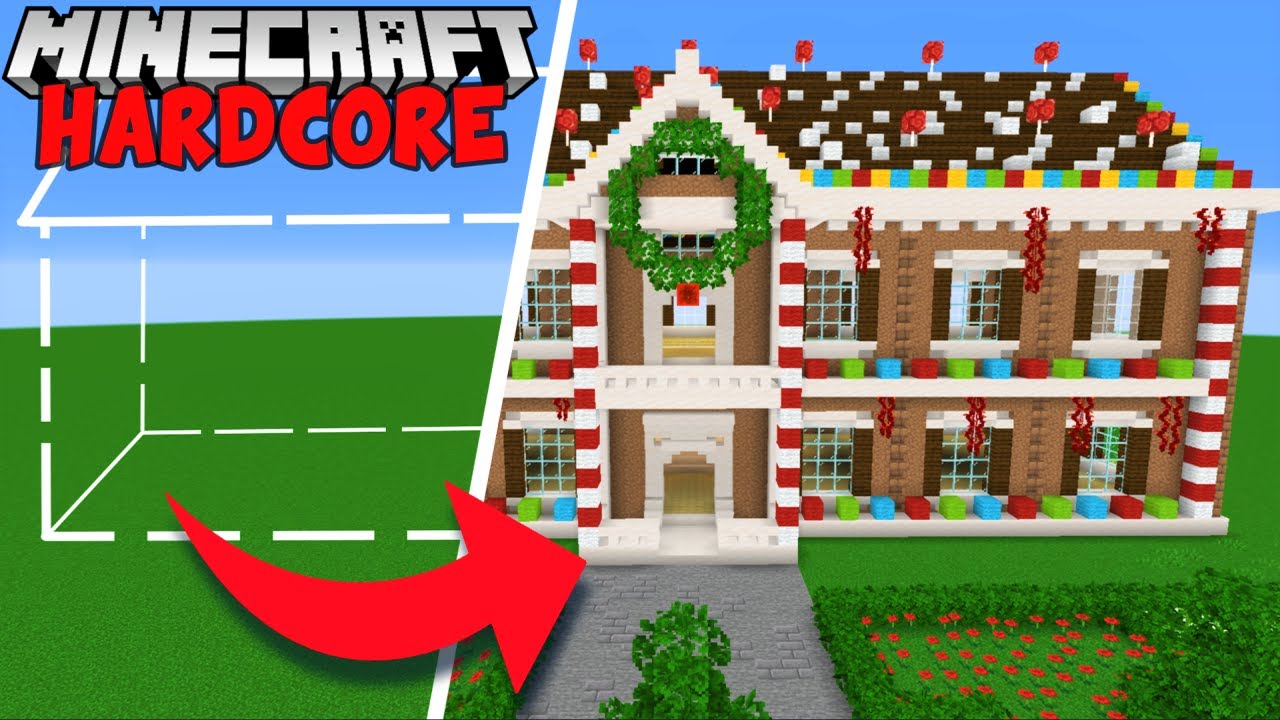 I Built a GINGERBREAD MANSION in Minecraft Hardcore - YouTube