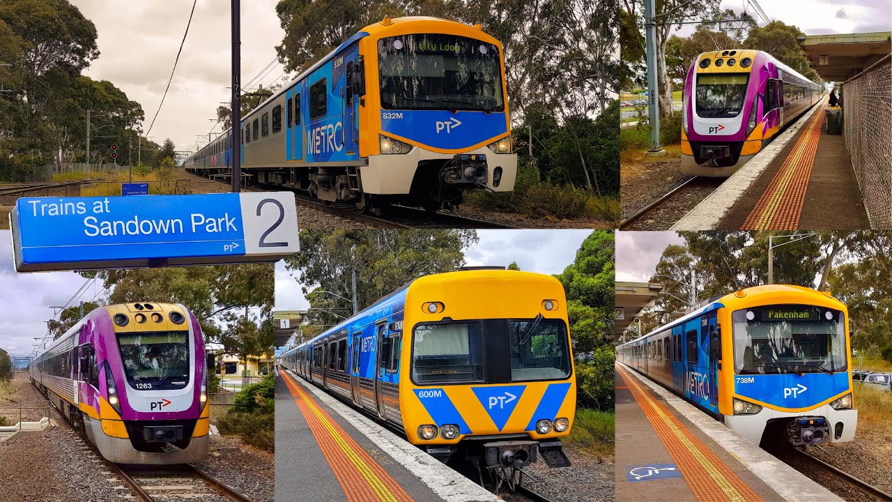 Trains at Sandown Park Station - YouTube