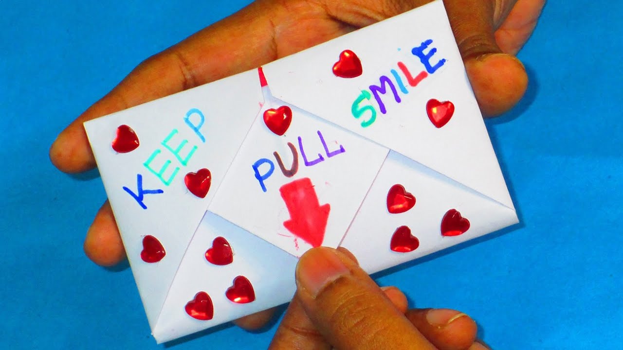 Pull Tab Origami Envelope Card-DIY | Paper Greeting Card | Folding ...