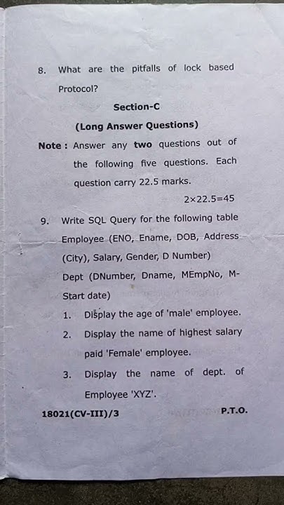 CCSU BCA Introduction to DBMS question paper latest||vinay classroom ...