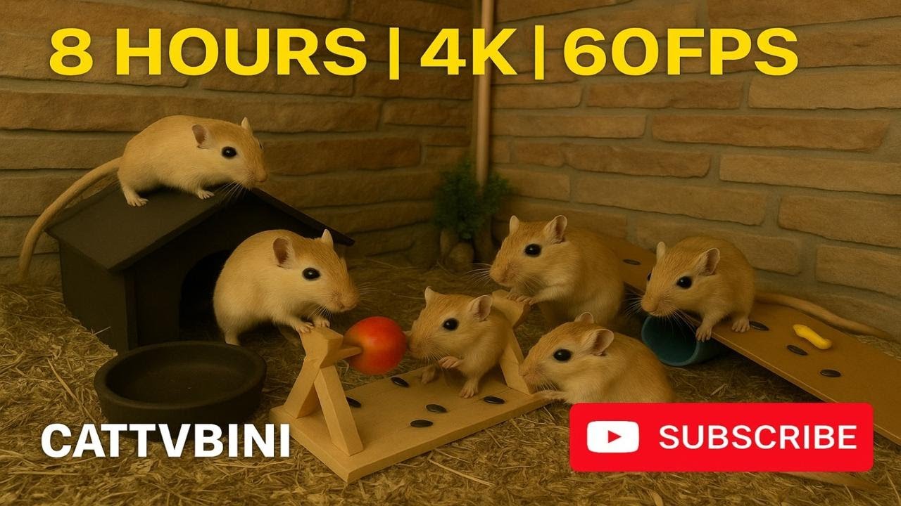 Gerbil Fun for Cats – 8 Hour Relaxing Video 🐭 | CATTVBINI Cat TV - YouTube