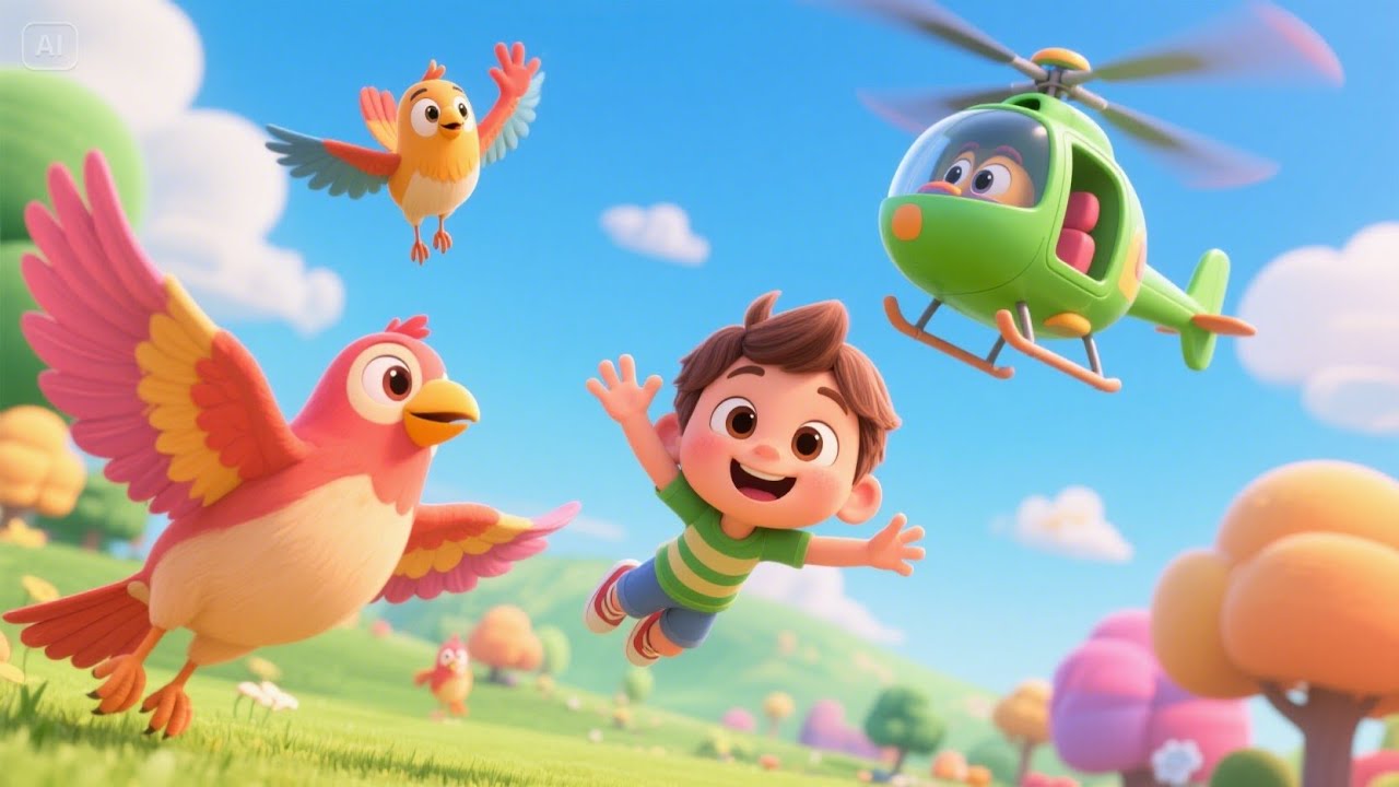 Helicopter Spins in the Sky | Exciting Helicopter Song for Kids | Fun ...
