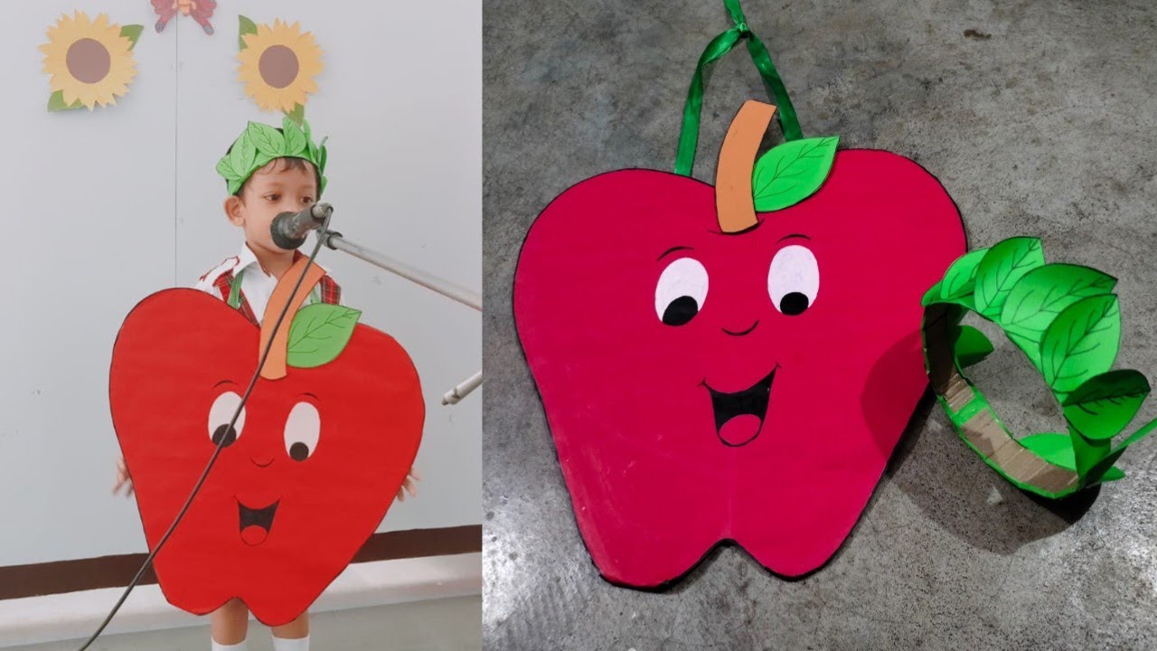 Apple Fancy Dress For School Competition / Cardboard Apple kese Banaye ...