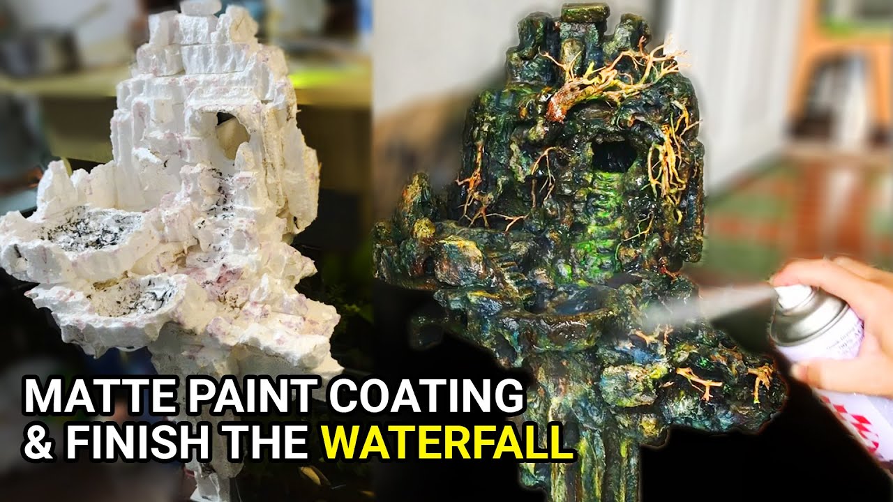 Matte Paint Coating and finish Make a waterfall mixed with forest roots ...