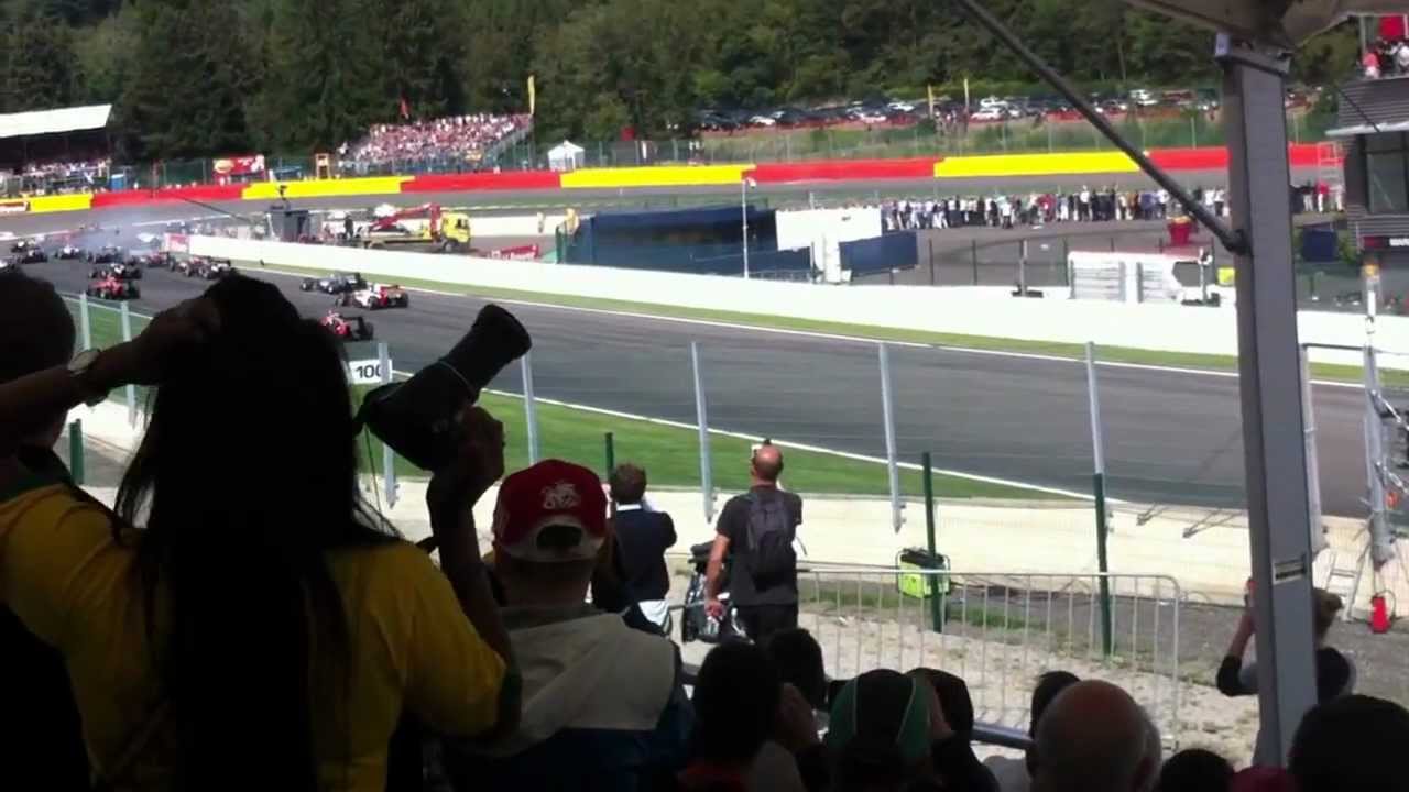 F1 2012 Belgium Grand Prix - Start of the race and crash - YouTube