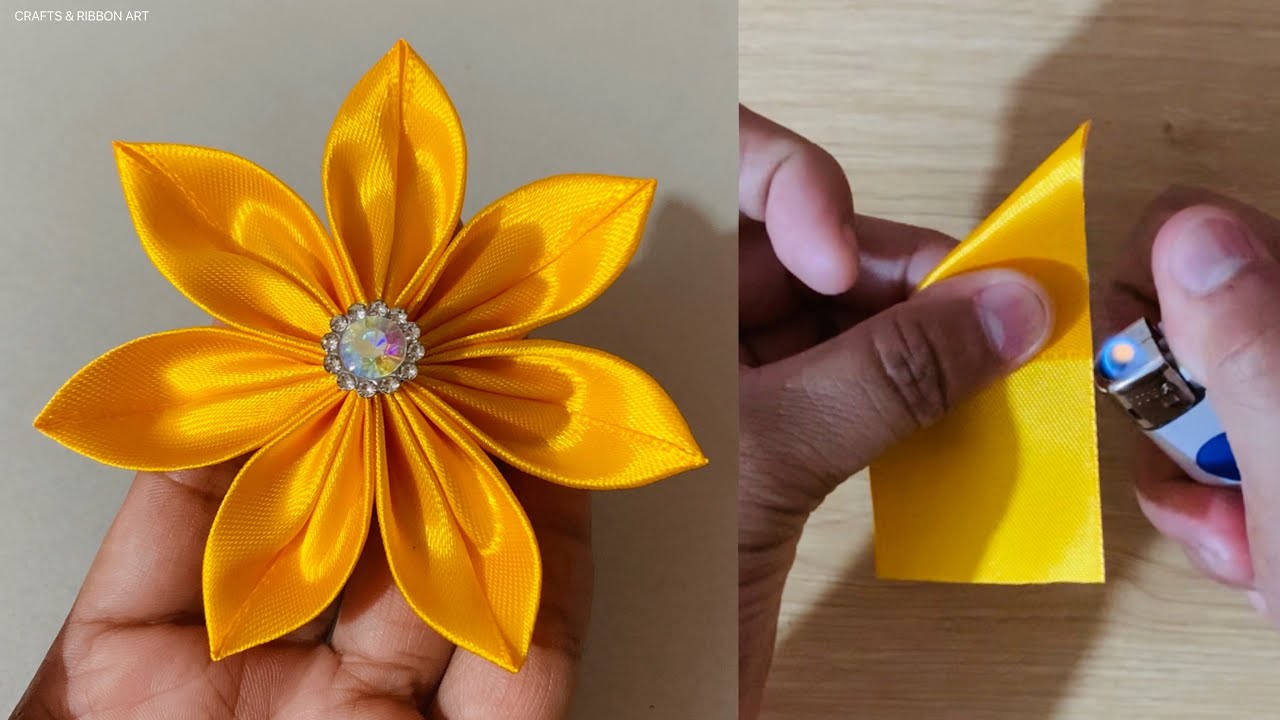 DIY ribbon flowers - How to make ribbon flowers -- Super Easy Ribbon ...