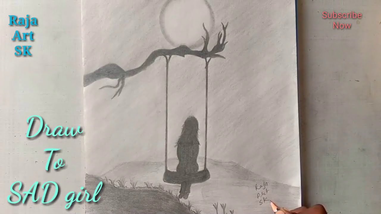 Draw to sad girl Shadow sketch raja art S K - YouTube