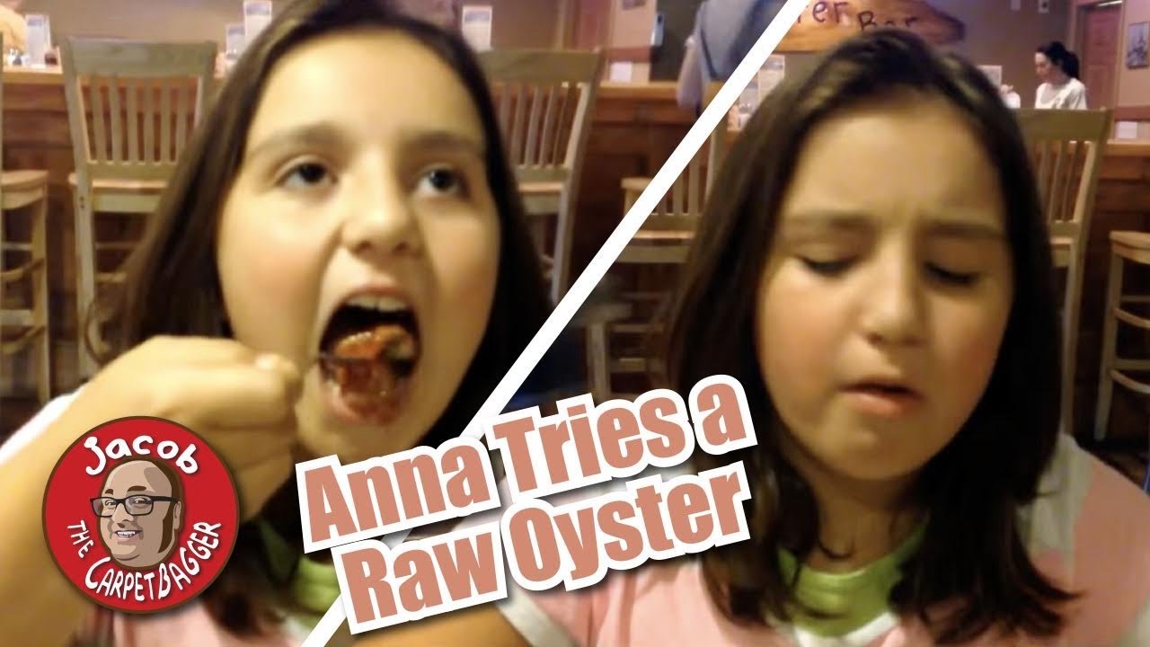 Anna Tries to Eat a Raw Oyster - Carpetbagger Food Review - YouTube