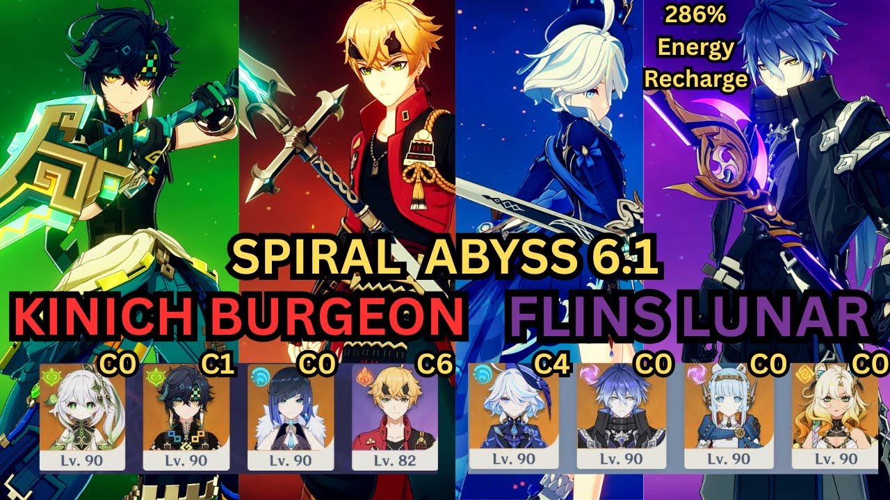 C1 Kinich Burgeon & C0 Flins Emblem (286%E.R) Lunar || |Spiral Abyss 6. ...