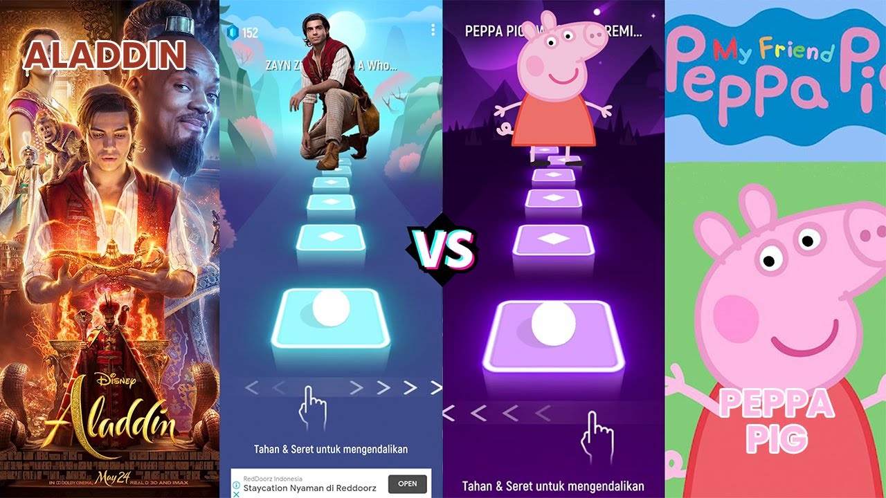 Disney Aladdin VS Peppa Pig on #Tiles hop - I like to move it -# ...