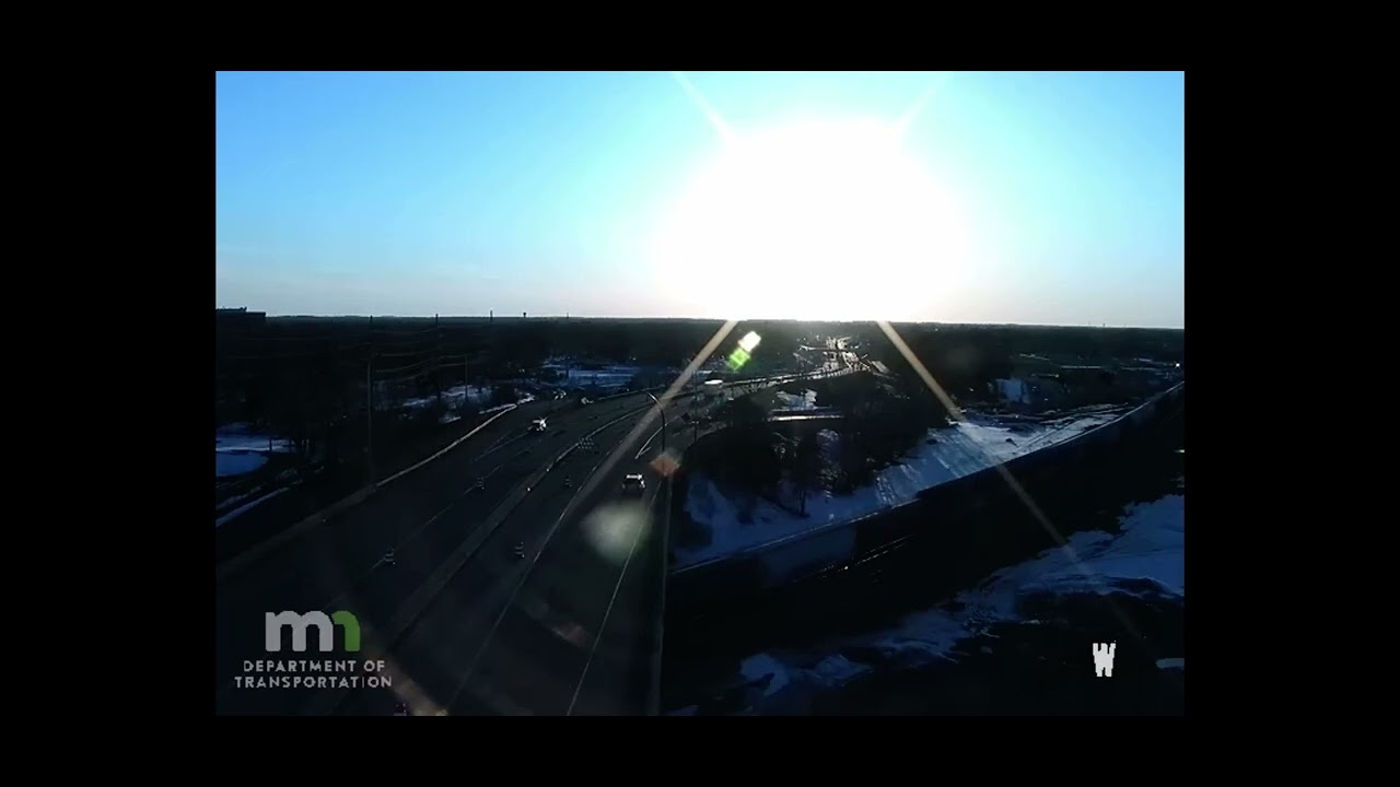 Westbound BNSF manifest train at Anoka, MN on MNDOT traffic cameras 3 ...