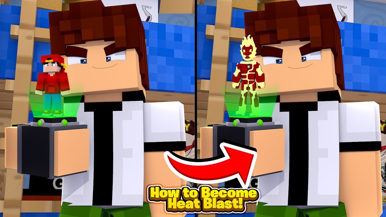 Minecraft Adventure - HOW TO BECOME HEATBLAST FROM BEN 10!! - YouTube