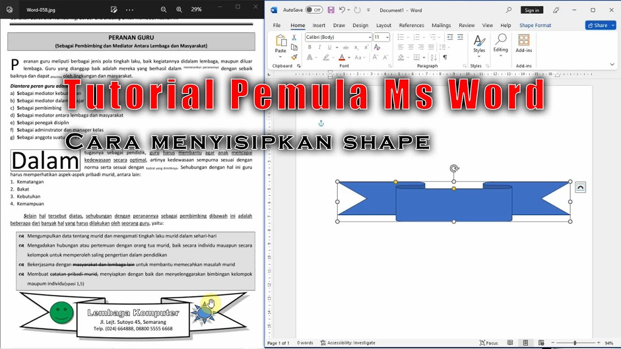 cara menyisipkan shapes pada microsoft word #tutorial #msword #shape ...