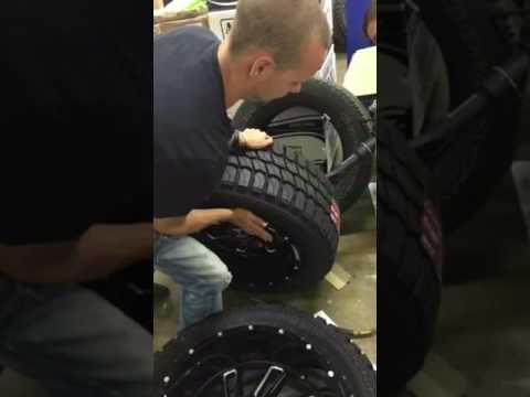 Bead blasting a 20x12 wheel and tire package cheetah popping bead ...
