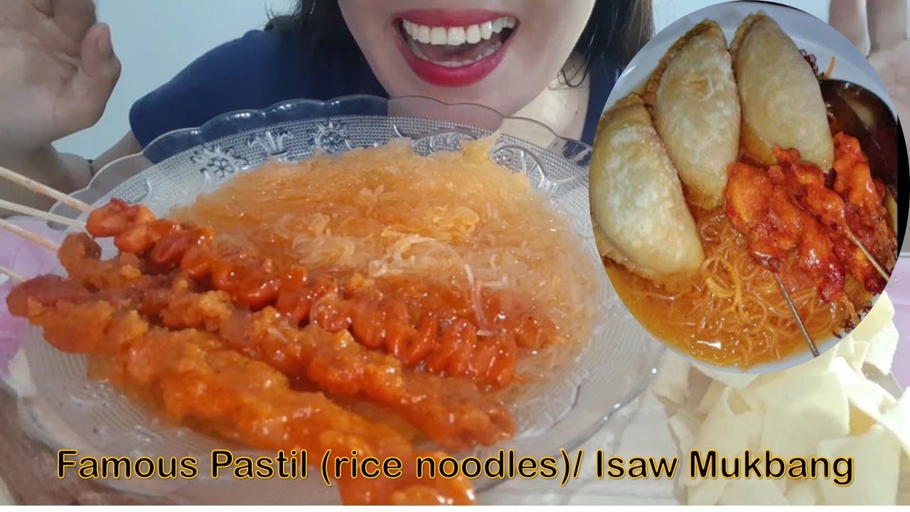 Famous Pastil (rice noodles)/ Isaw Mukbang - YouTube