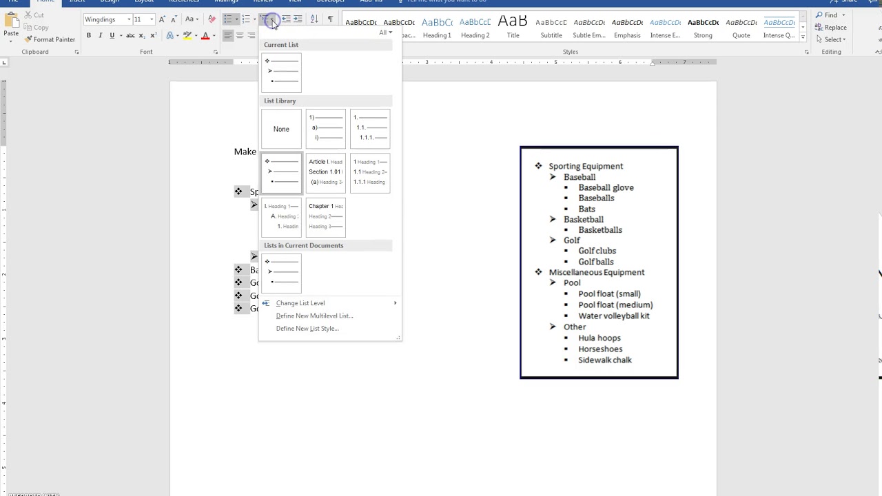 43 6 multi level list 2 - YouTube