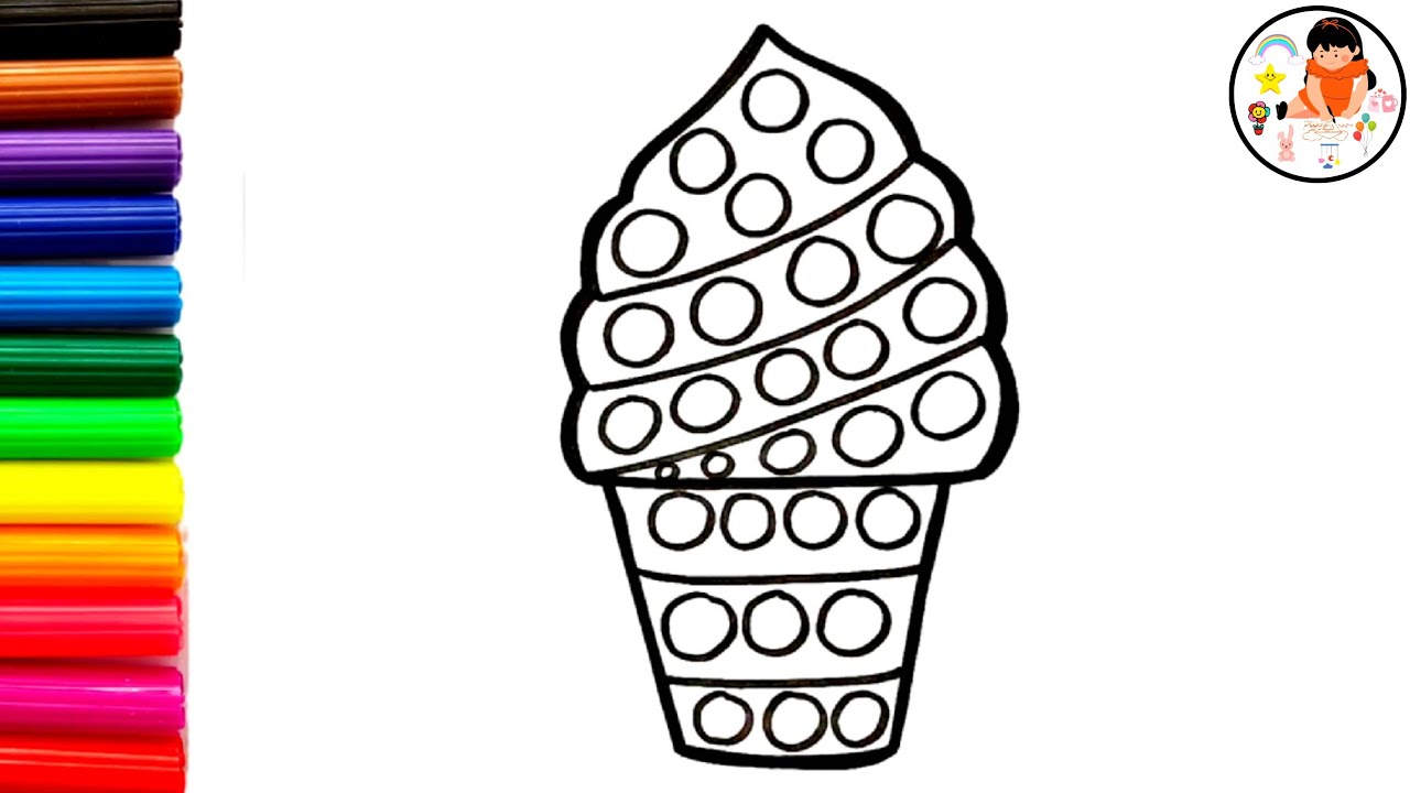 Let's Drawing an ice cream pot it🍦🔵🟢🟣🟠🟡🔴⚪️how to draw an ice cream 🌈 ...